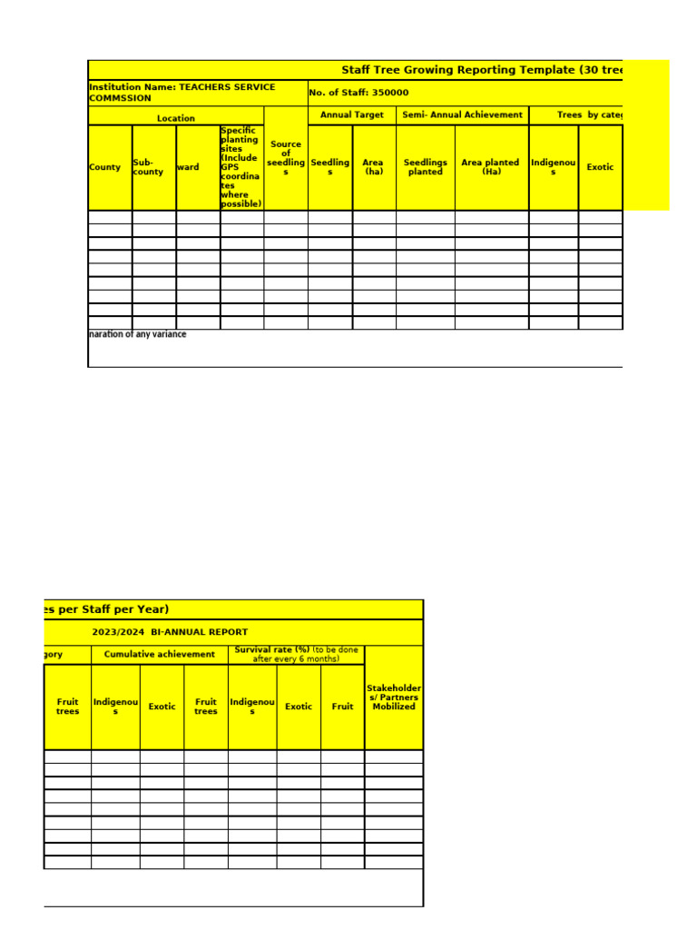 Tree Planting Reporting Template-1 | PDF