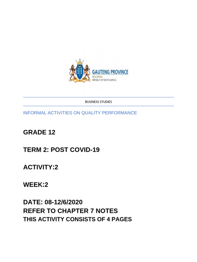 Quality Performance in Business Studies | PDF | Quality Management ...