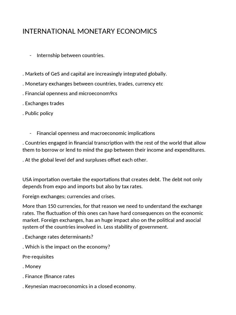 International Monetary Economics | PDF | Exchange Rate | Special ...