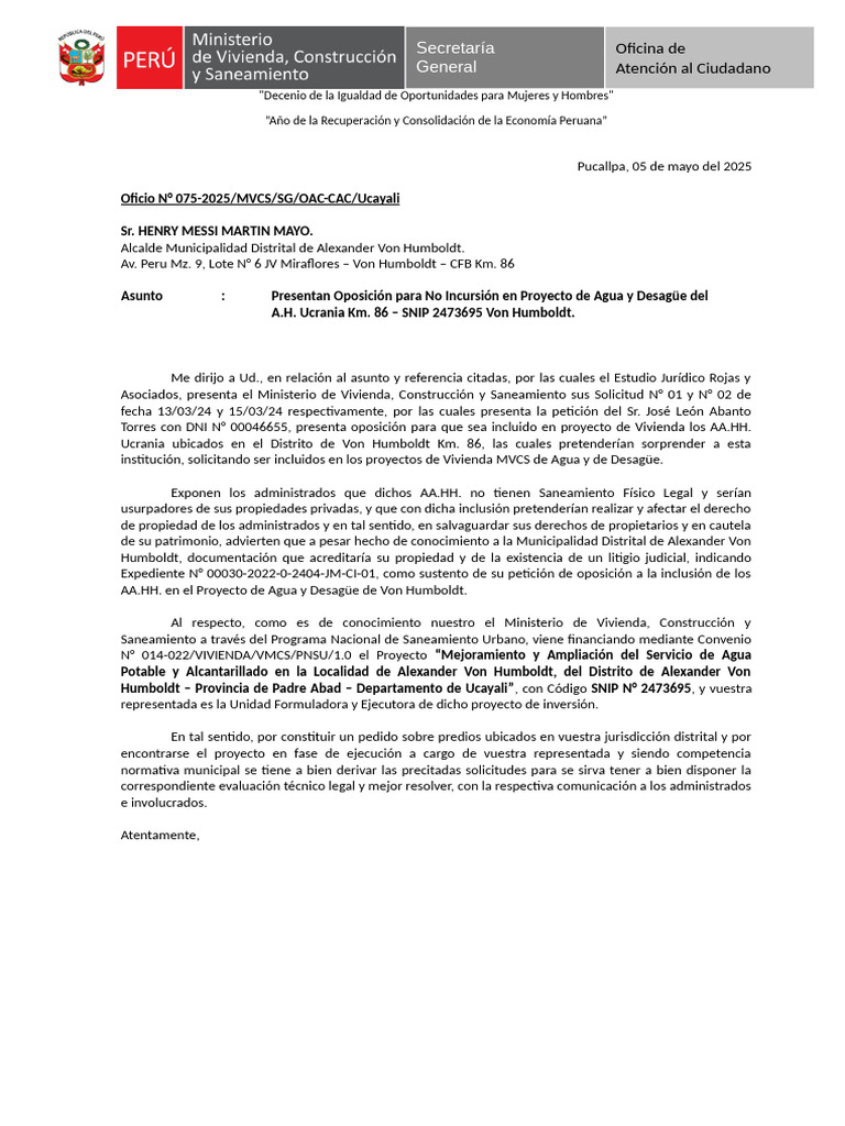 Oficio Abanto | PDF | Justicia | Crimen y violencia