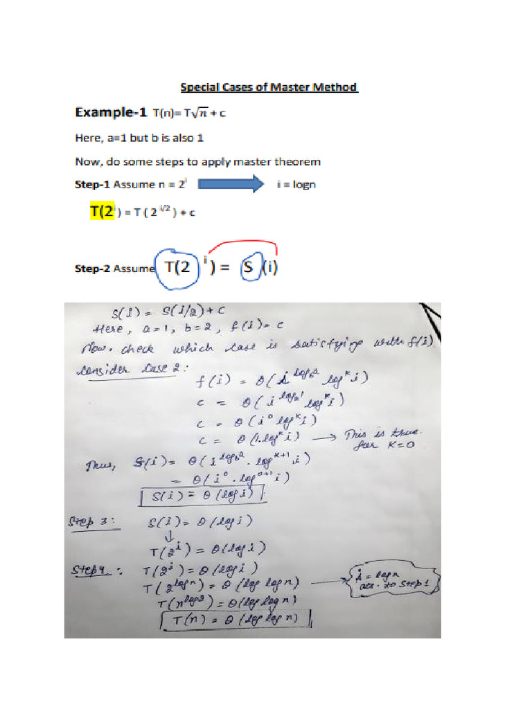 Special Cases of Master's Theorem | PDF