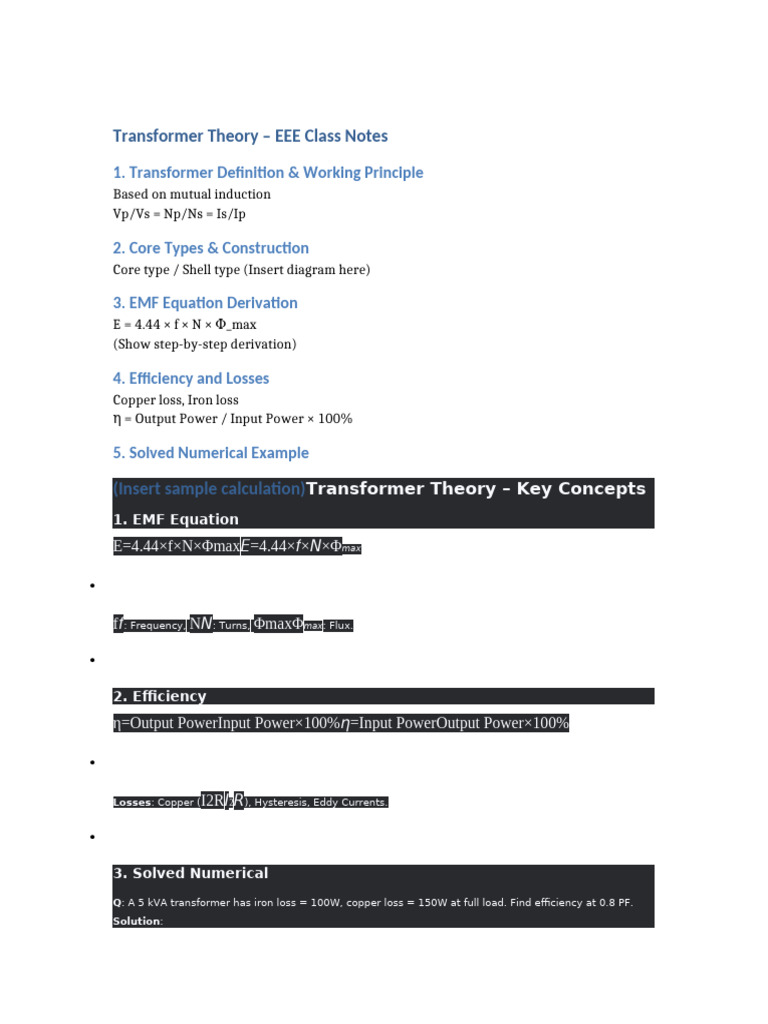 Transformer_Theory_Template | PDF | Amplifier | Bipolar Junction Transistor
