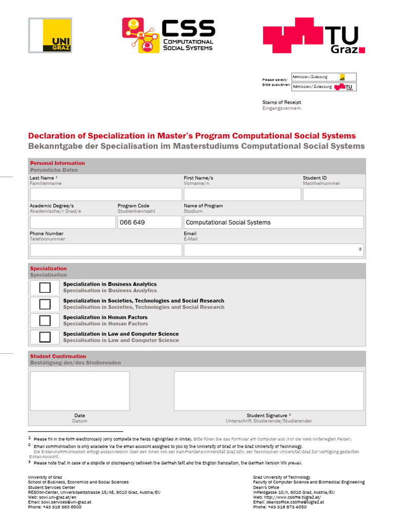 Master CSS - Declaration of Specialization | PDF | Computing