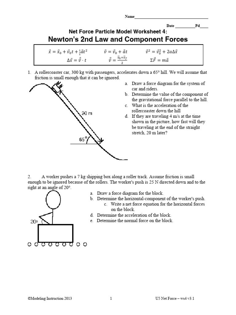 U4 ws4 - Condensed N2 Law and Motion | PDF | Force | Physical Sciences
