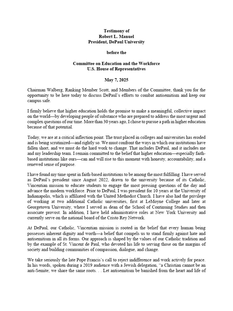 Robert Manuel Written Testimony | PDF | Antisemitism | Interfaith Dialogue