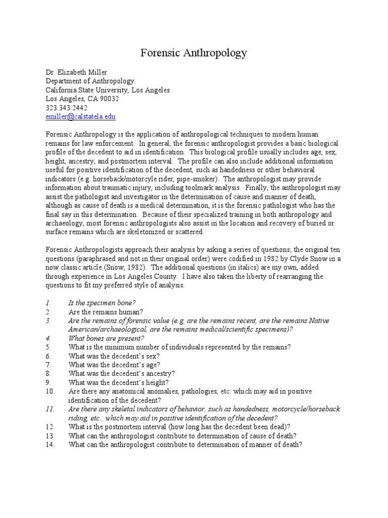 Forensic Anthropology Handout | PDF | Race And Ethnicity In The United ...