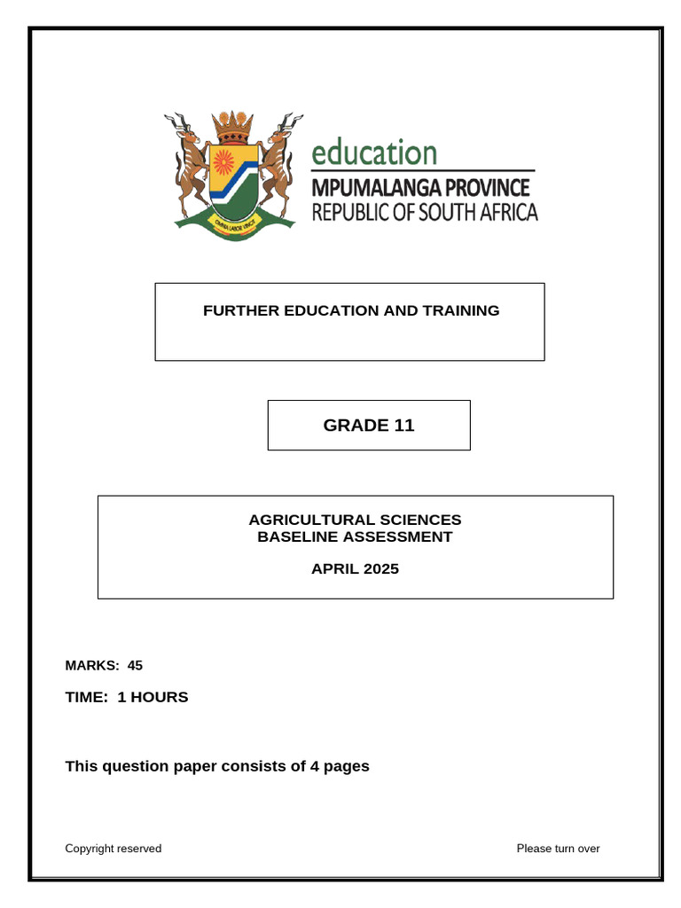 Grade 11 Agric Sciences Baseline Term2 - 020247 | PDF | Soil | Clay