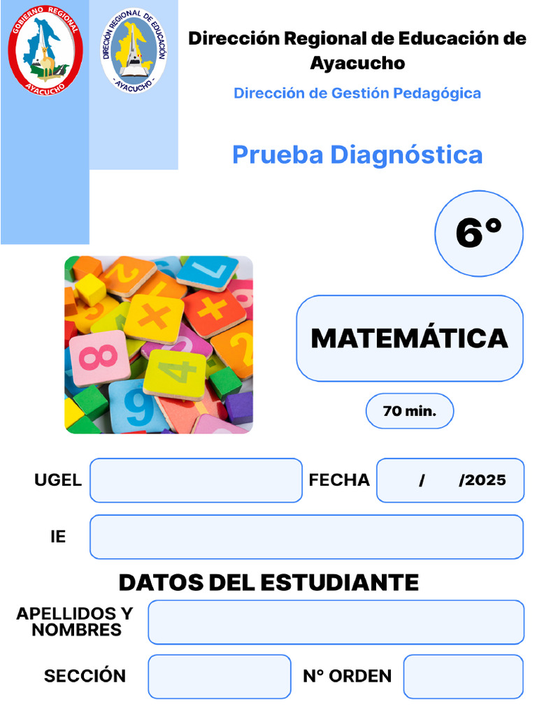 Examen Diagnóstico Matemáticas 6to 2025 | PDF