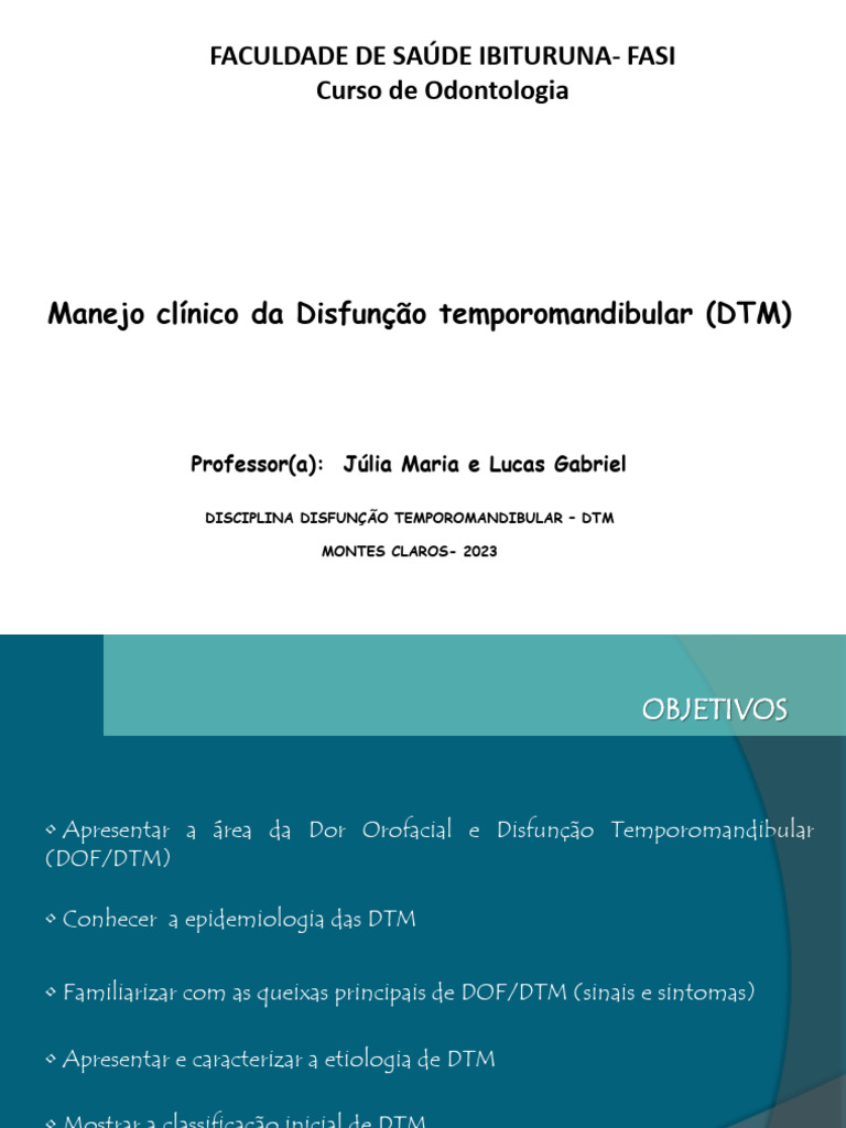 AULA_1_DTM_FASI_23[1] | PDF | Odontologia | Dor