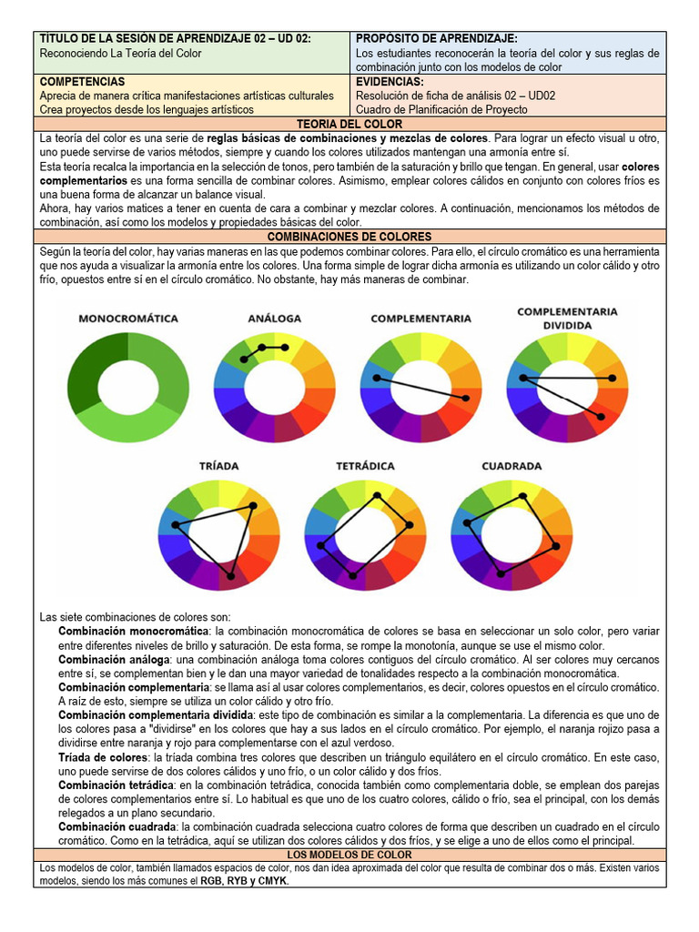 Teoría del Color: Combinaciones y Modelos | PDF | Color | Amarillo