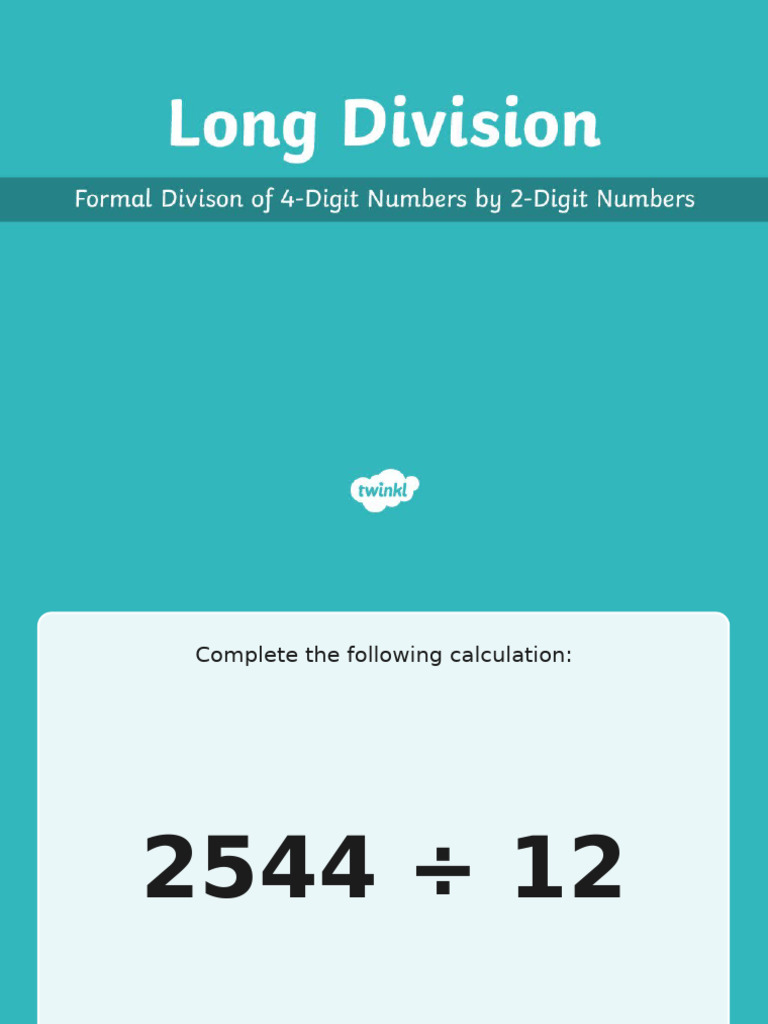 T2 M 1335 Formal Division of 4 Digit Numbers by 2 Digit Numbers Long ...