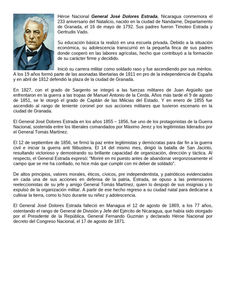 Biografia Jose Dolores Estrada | PDF | Militar