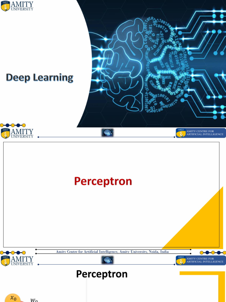 DL Unit 1 Lecture 2 Perceptron and Activation Functions | PDF