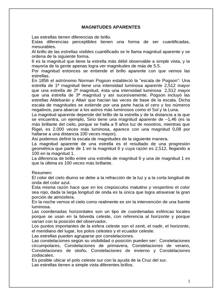 Magnitudes Aparentes | PDF | Magnitud aparente | Estrellas