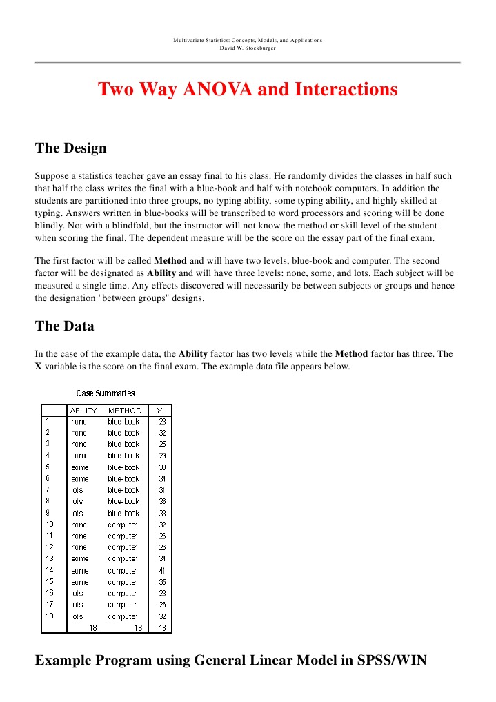 Interpreting Two-Way ANOVA Effects | PDF | Analysis Of Variance ...