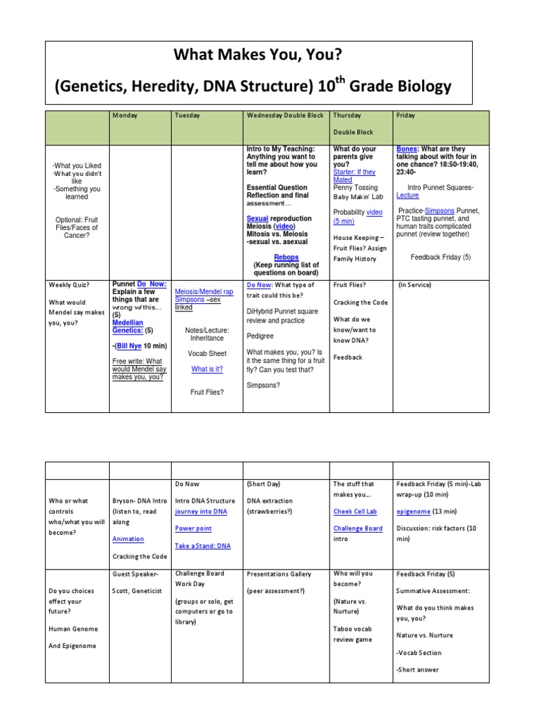 What Makes You, You? (Genetics, Heredity, DNA Structure) 10 Grade ...