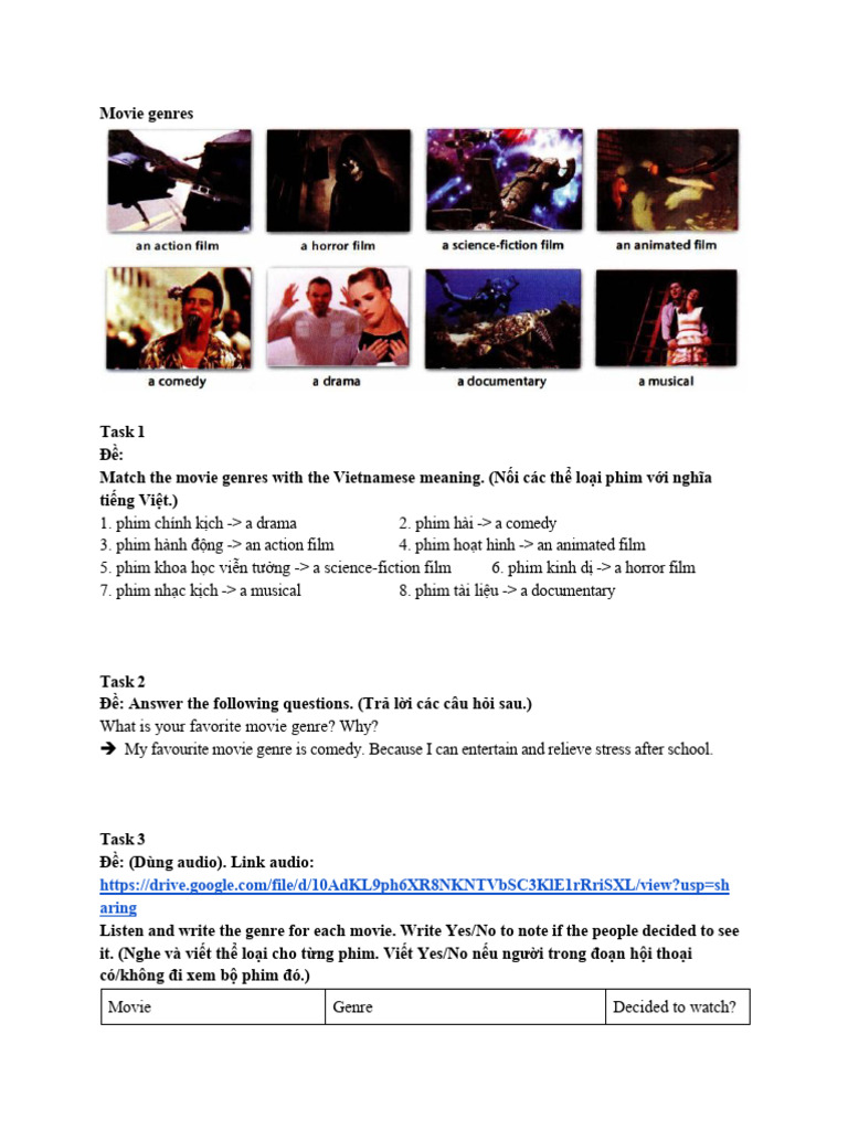 Vocabulary - Movie Genres | PDF