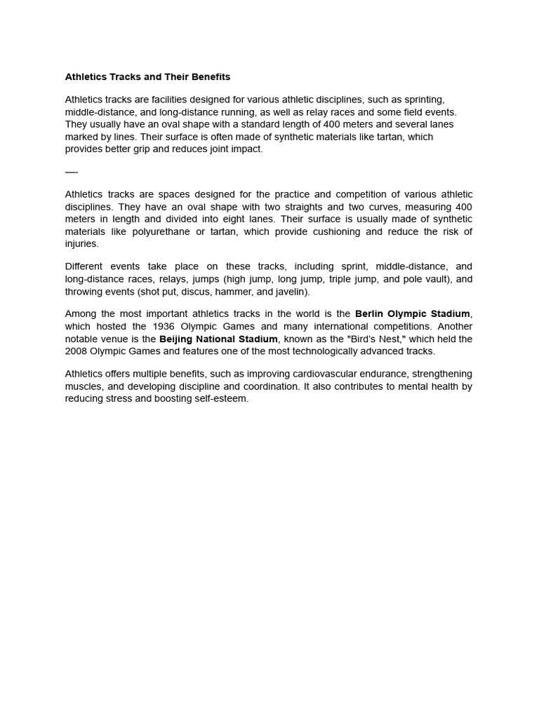 Benefits of Track and Field Sports | PDF