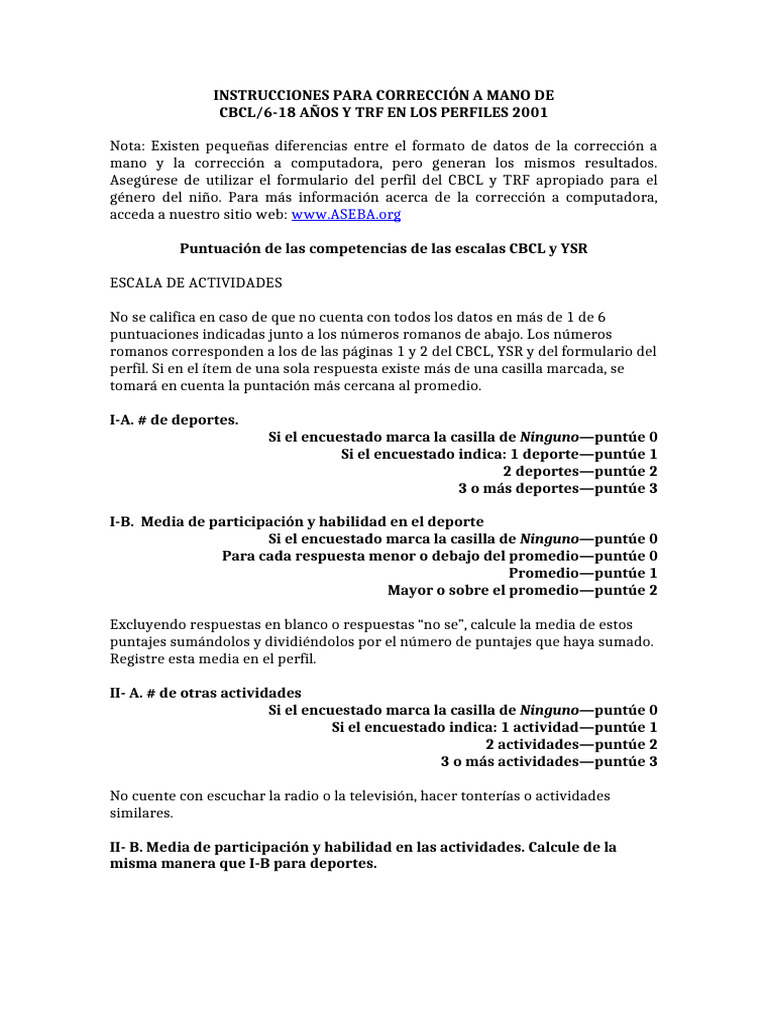 Corrección CBCL Ysr y TRF | PDF | Escuelas