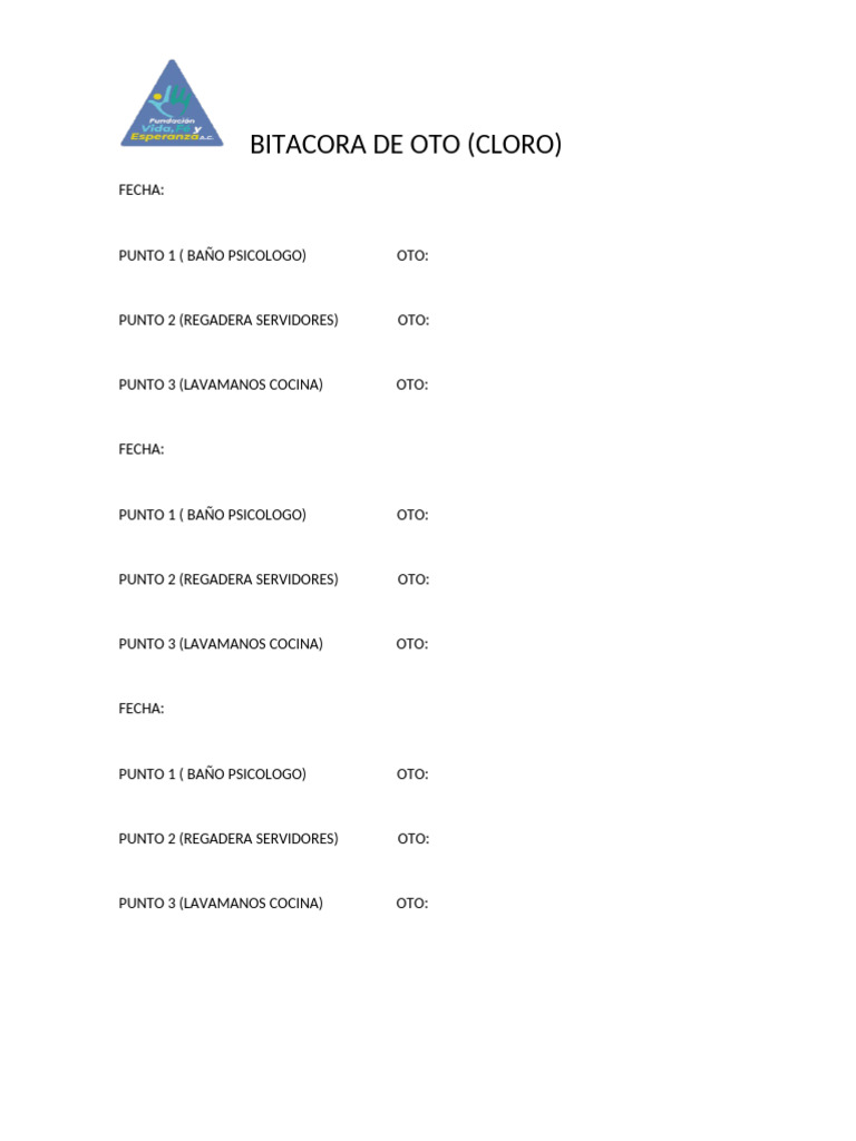 Bitacora de Cloro | PDF