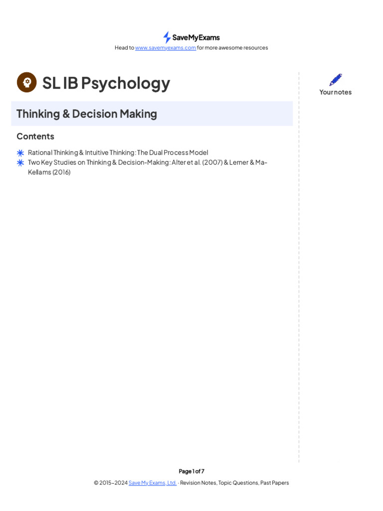 Dual Process Model in Decision Making | PDF | Thought | Decision Making