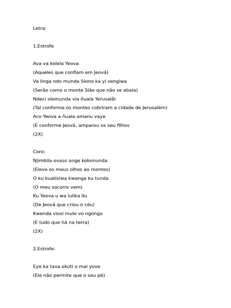 Letra de "Va Kolela Suku" | PDF