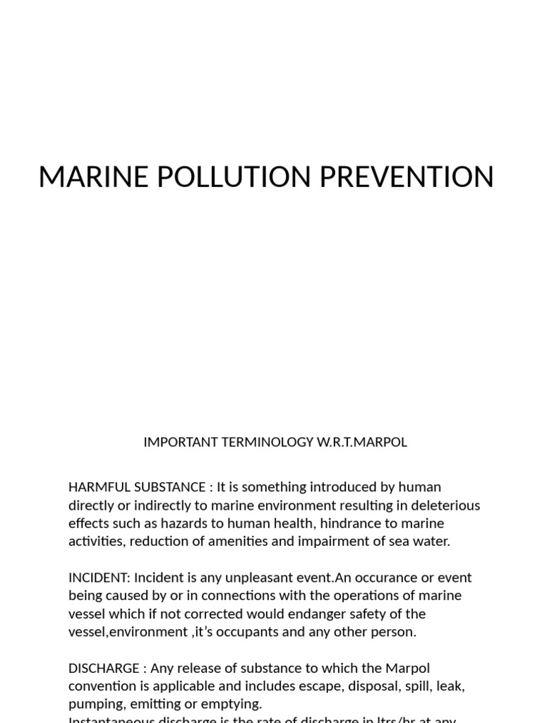 Marine Pollution Prevention Intro | PDF | Pollution | Environmental Issues