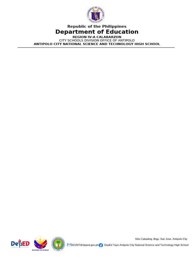 Letterhead For English 7 PT | PDF