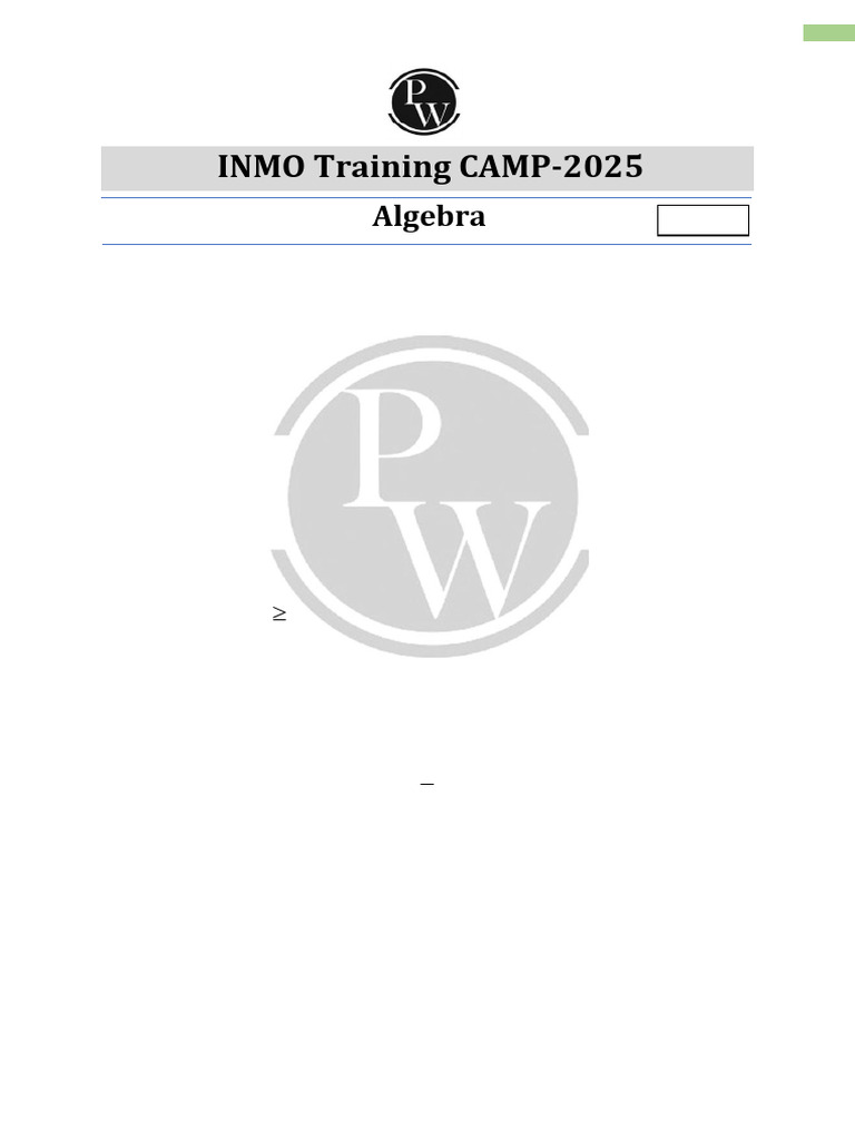 Algebra - DPP 01 - INMO Training Camp 2025 | PDF | Polynomial | Mathematical Objects