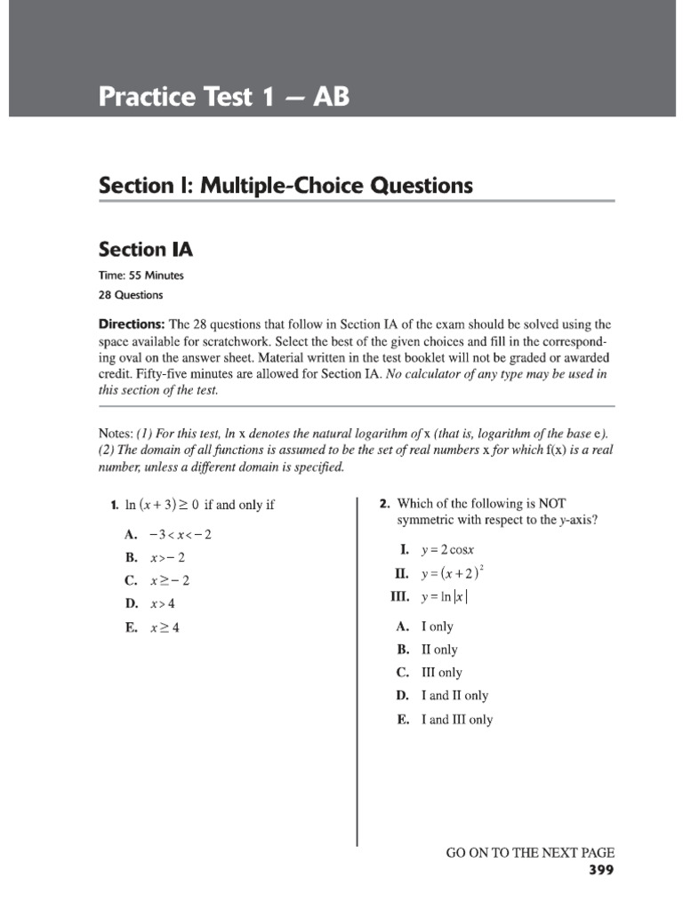 AB Calc Multiple Choice TEST With Answers | PDF