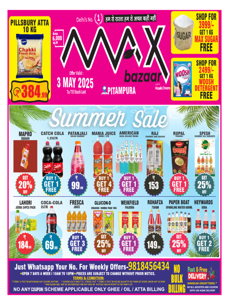 Max Bazaar Pitampura 3 May 2025 | PDF | Foods