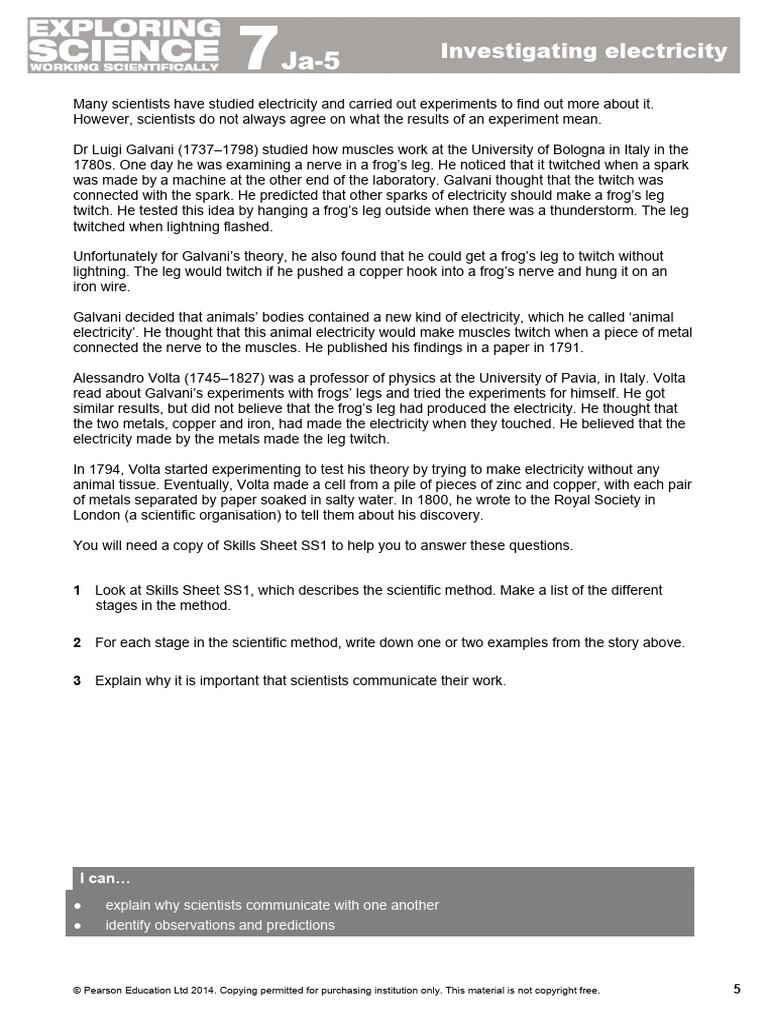 7ja5 Investigating Electricity | PDF | Science | Electricity
