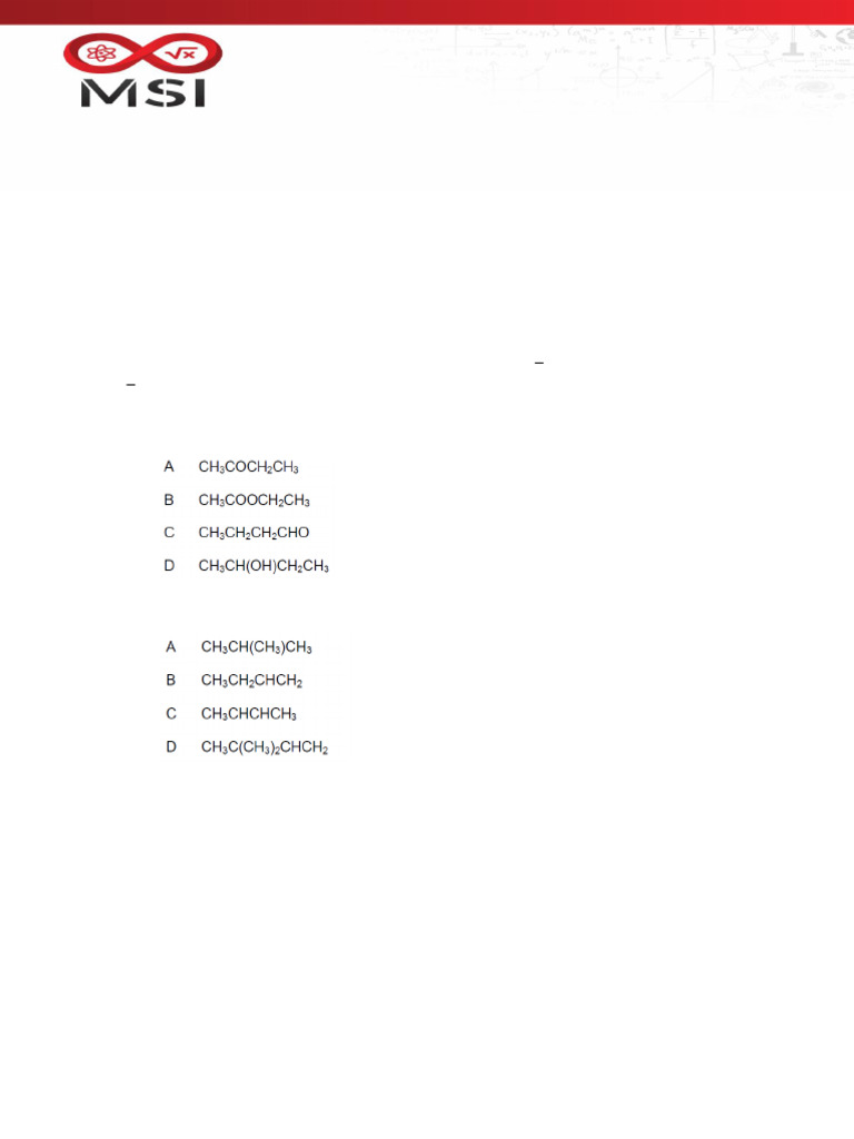 Organic Molecules Test Grade12 | PDF | Alkane | Chemistry