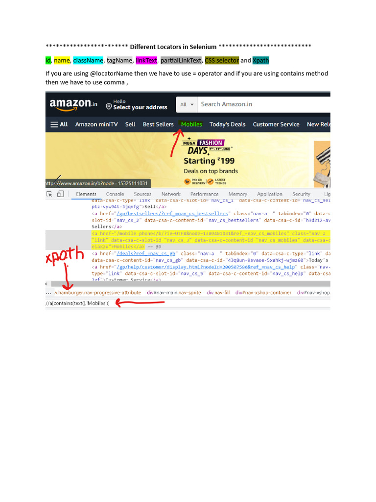 Different Locators in Selenium | PDF