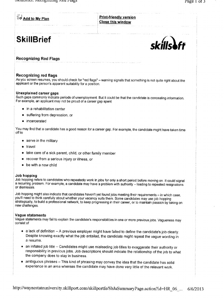 Skillbrief - Resume Red Flags | PDF