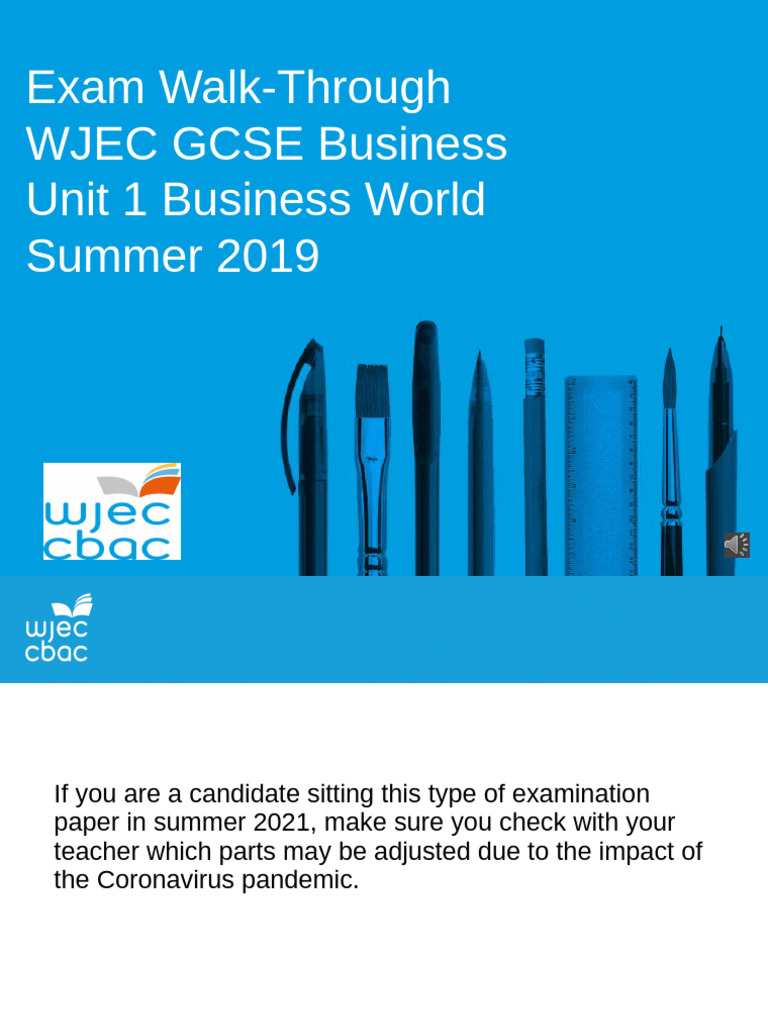 WJEC GCSE Business - Unit 1 EWT | PDF | Gross Margin