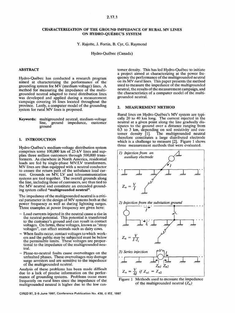 1997-Characterizationof The Ground Impedance of Rural MV Lines | PDF | Electrical Impedance ...