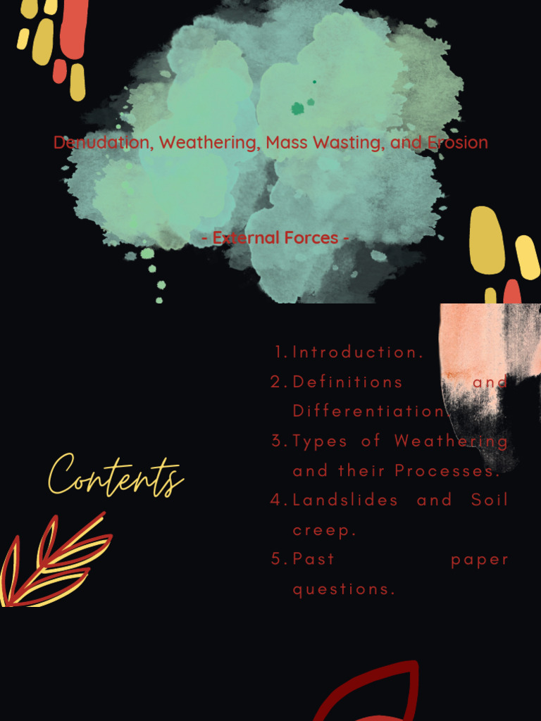 Denudation, Weathering, Mass Wasting, and Erosion Presentation | PDF ...