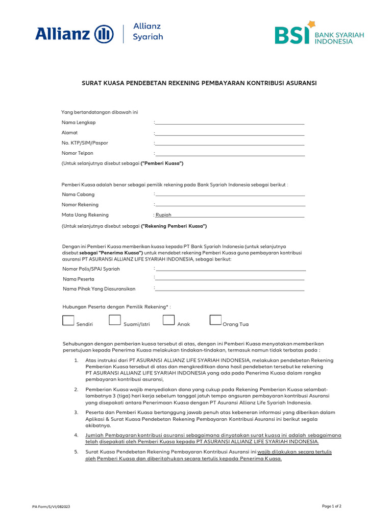 Surat Kuasa BSI | PDF