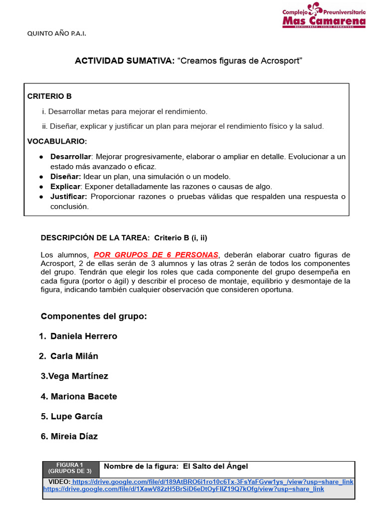 Criterio B Coreografía grupal Acrosport | PDF