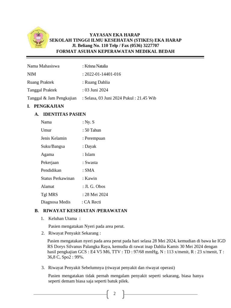 Askep Ca Recti Krisna Natalia Joss Kumpul Acc | PDF