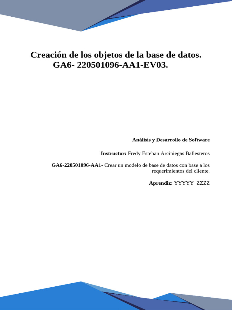 GA6-220501096-AA1-EV03 Creación de Los Objetos de La Base de Datos. | PDF