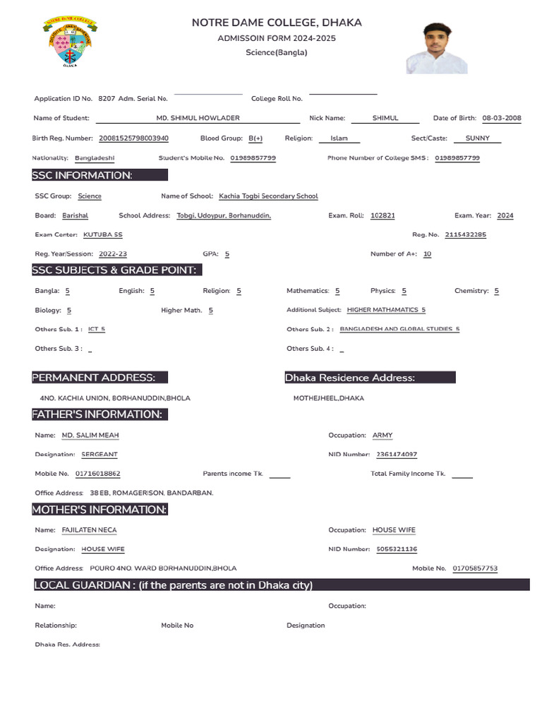 Admission Form FINAL For NDC As A Nomuna | PDF