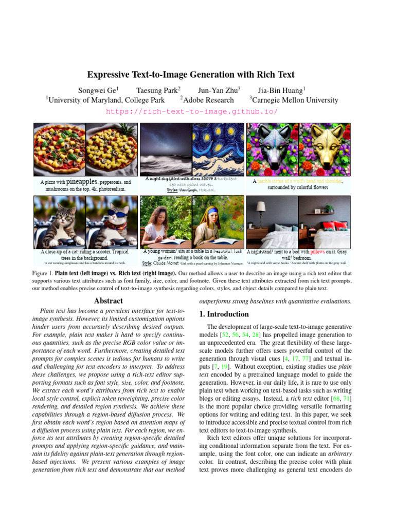 (ICCV-2023) Expressive Text-to-Image Generation With Rich Text | PDF | Color | Rgb Color Model