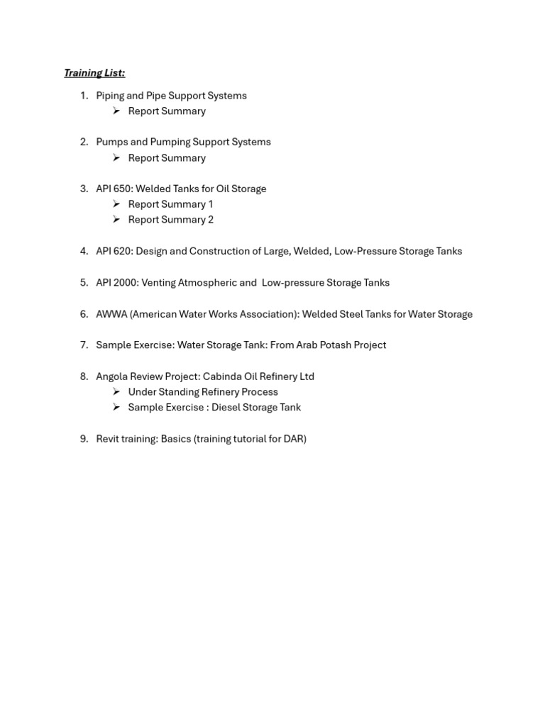 Training List | PDF