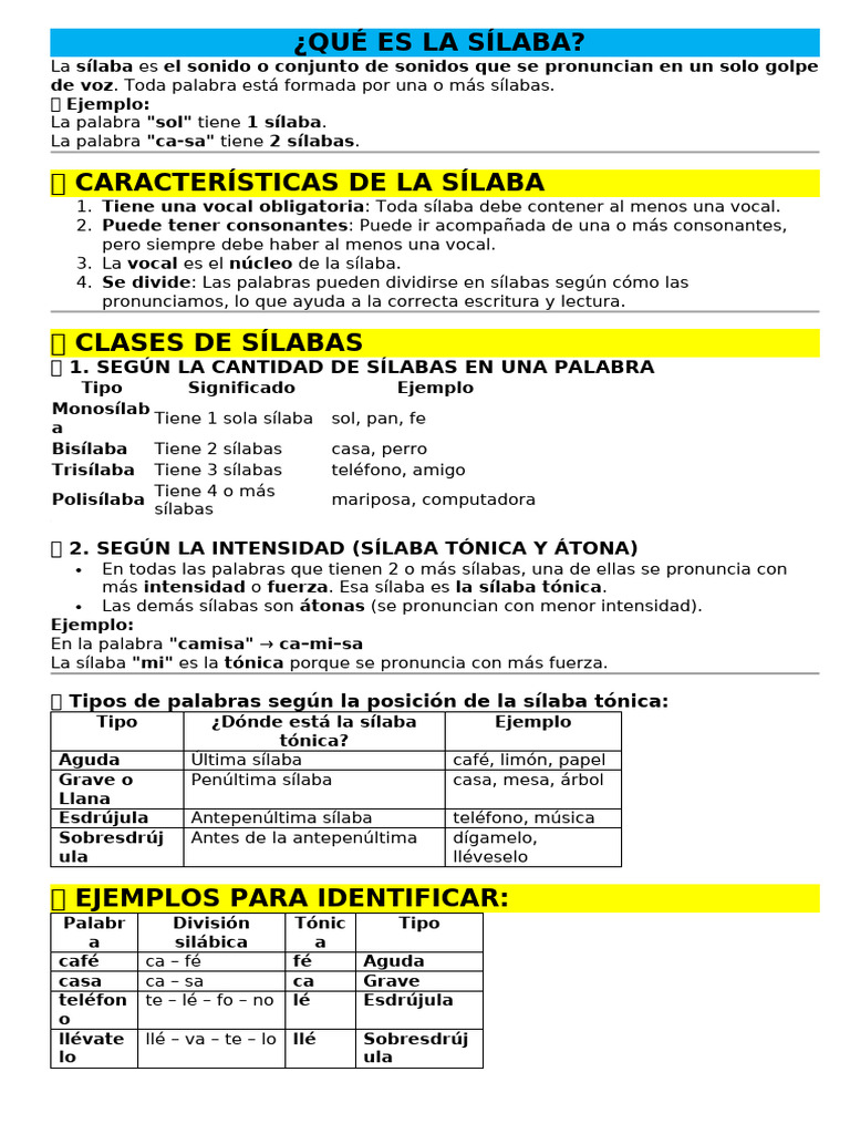 Qué Es La Sílaba Práctica | PDF | Sílaba | Fonética