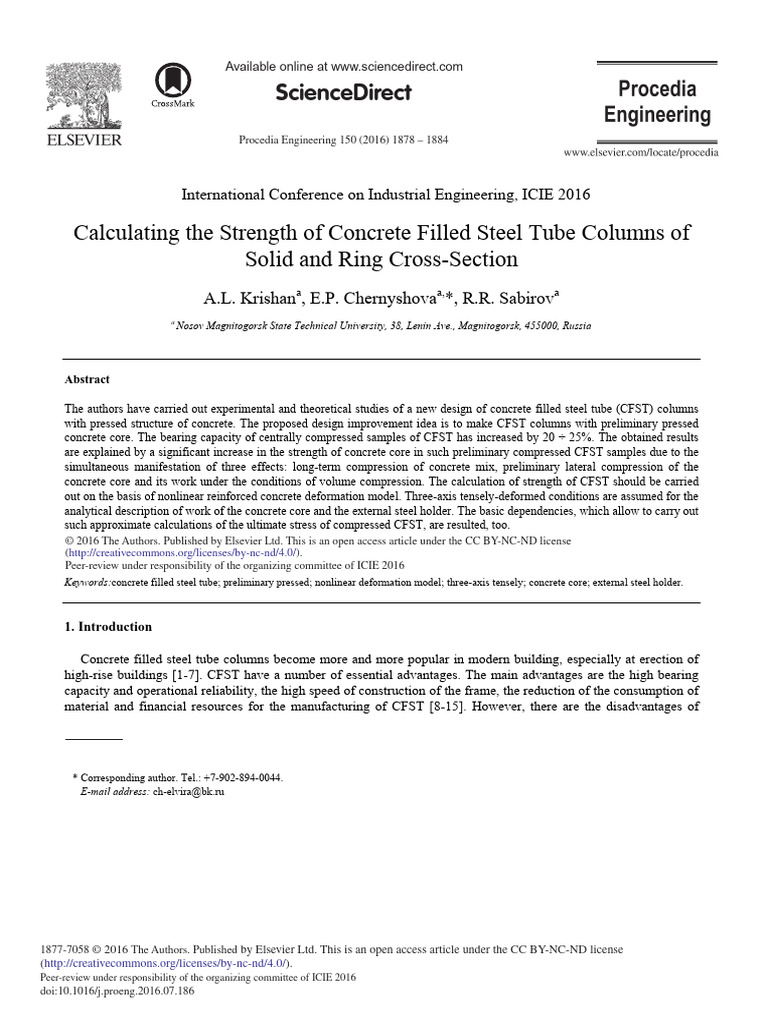 Calculating The Strength of Concrete Filled Steel Tube Columns of Solid ...