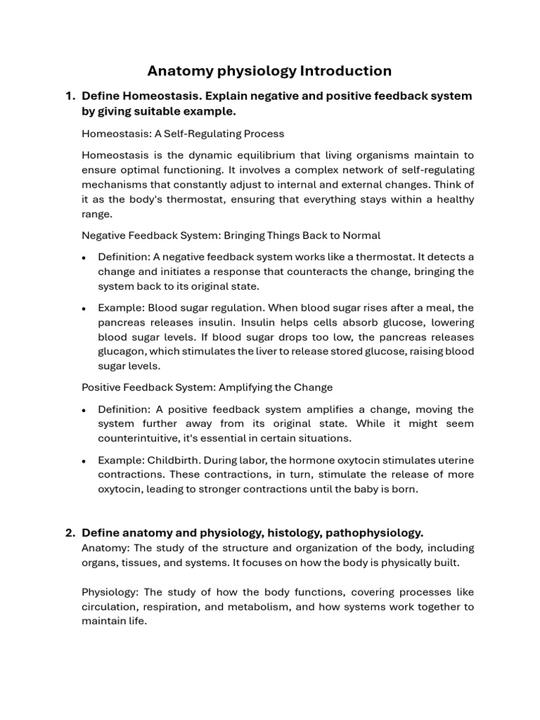 Anatomy Physiology Introduction and Cells and Tissues Answers | PDF ...