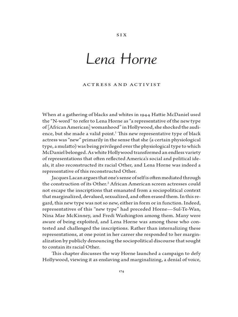 Lena Horne: Hollywood's Racial Struggle | PDF