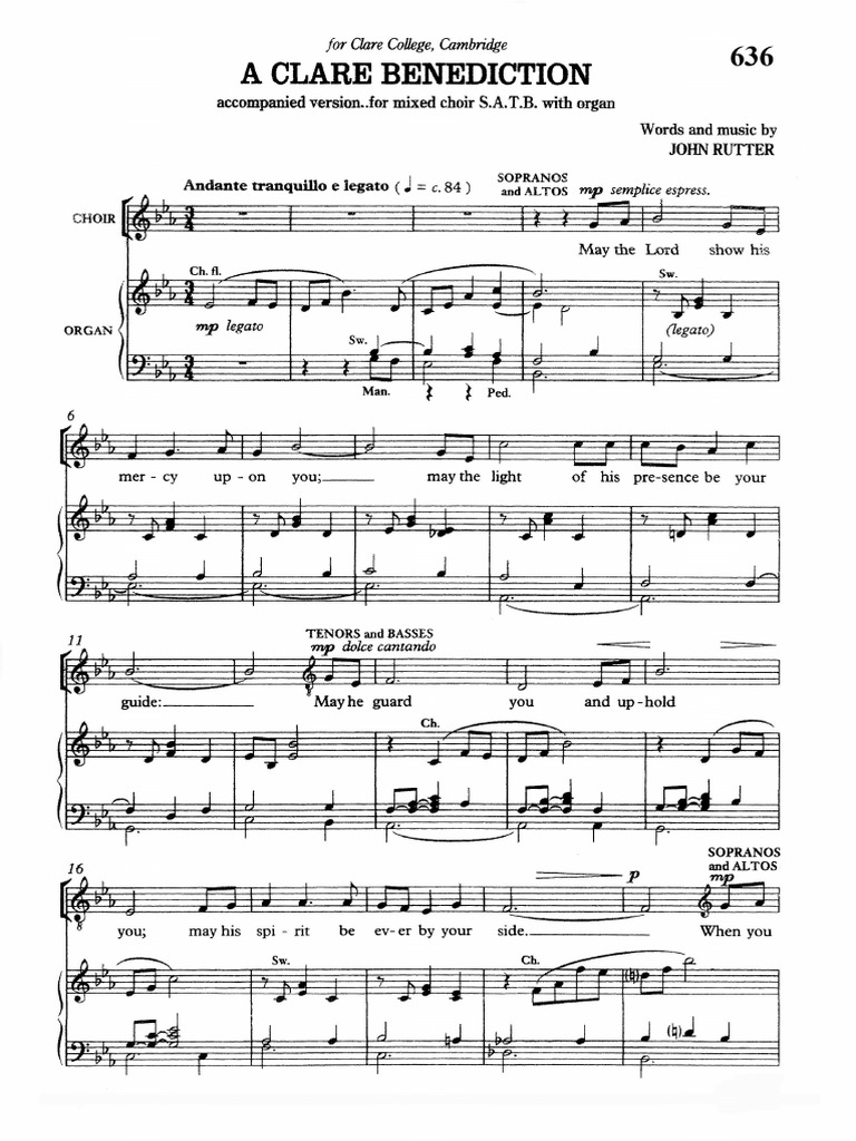 A Clare Benediction (John Rutter) | PDF